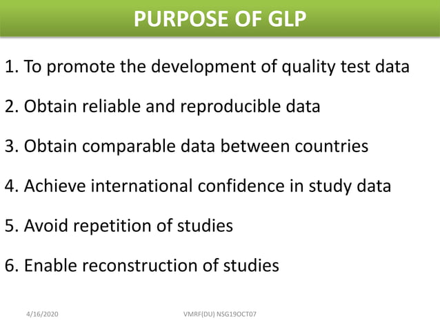 Good laboratory practice guidelines. GLP IN INDIA. | PPTX | Educational ...