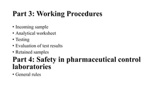 Good laboratory practices in a pharmaceutical lab 1 | PPTX