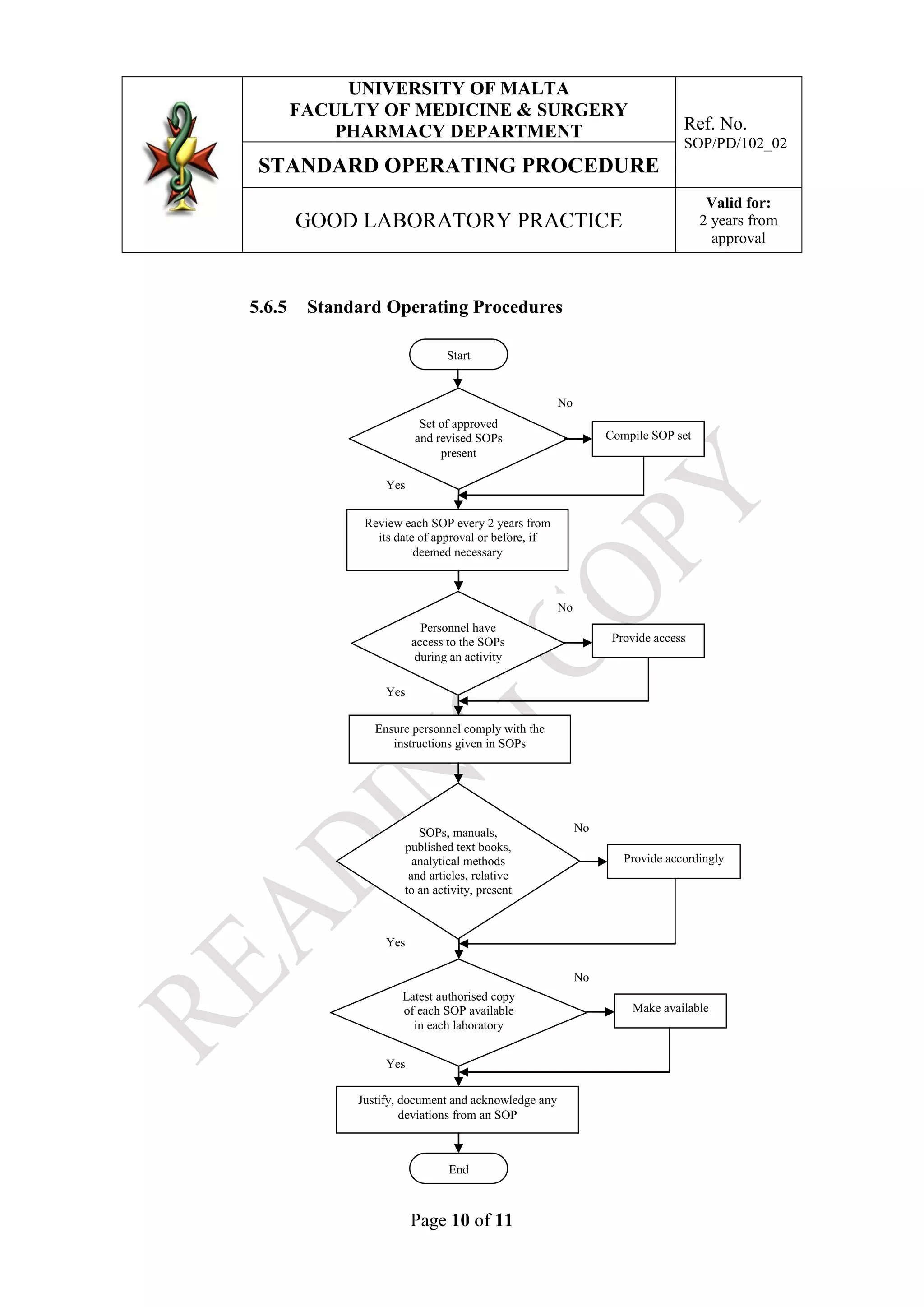 Good laboratory practice SOP | PDF