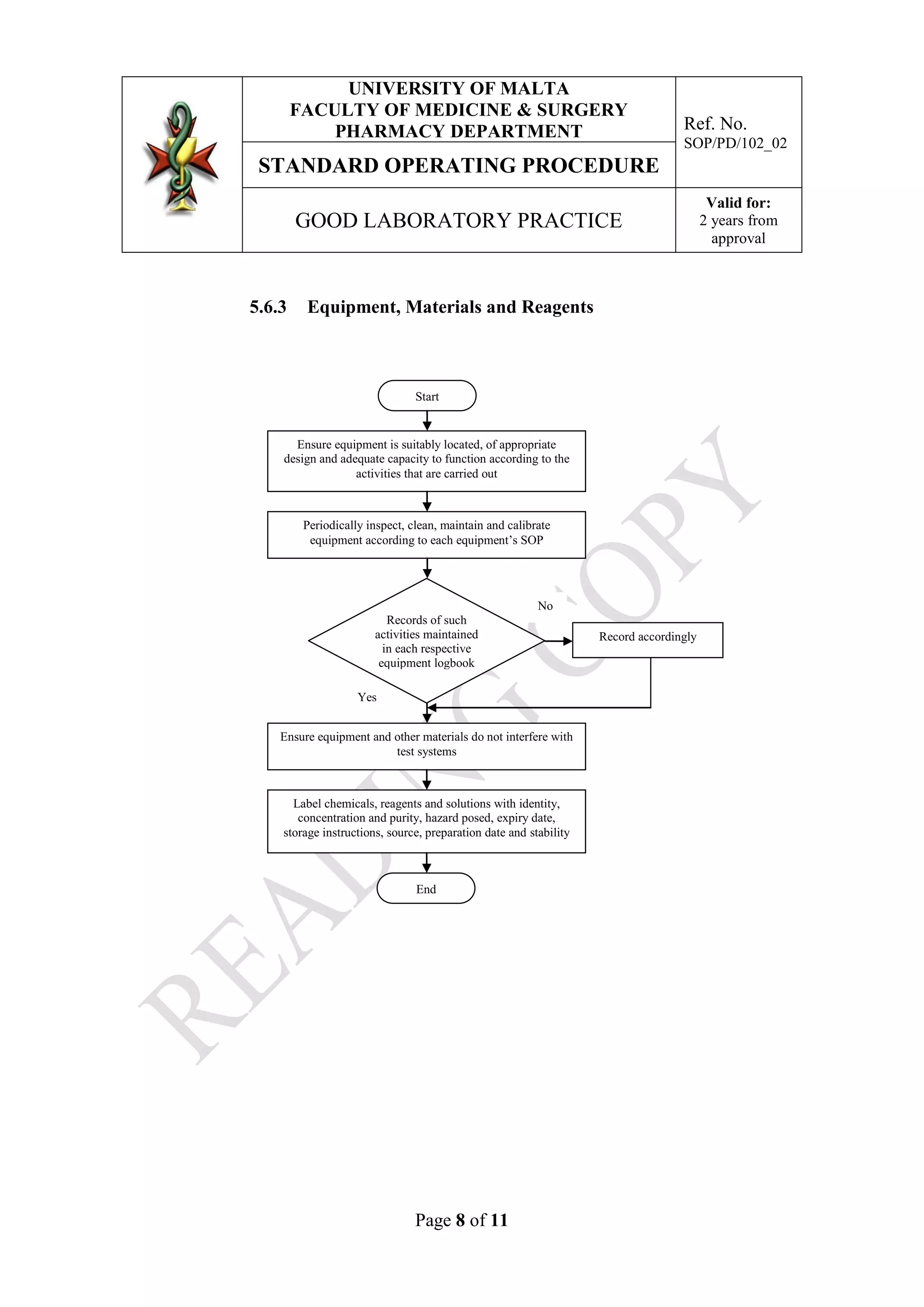 Good laboratory practice SOP | PDF