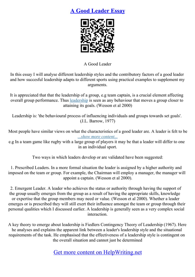 Good Leader Essay | PDF