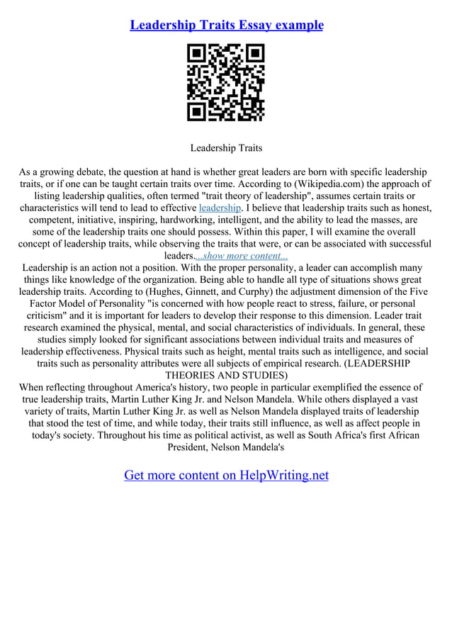 Good Leadership Qualities Essay | PDF