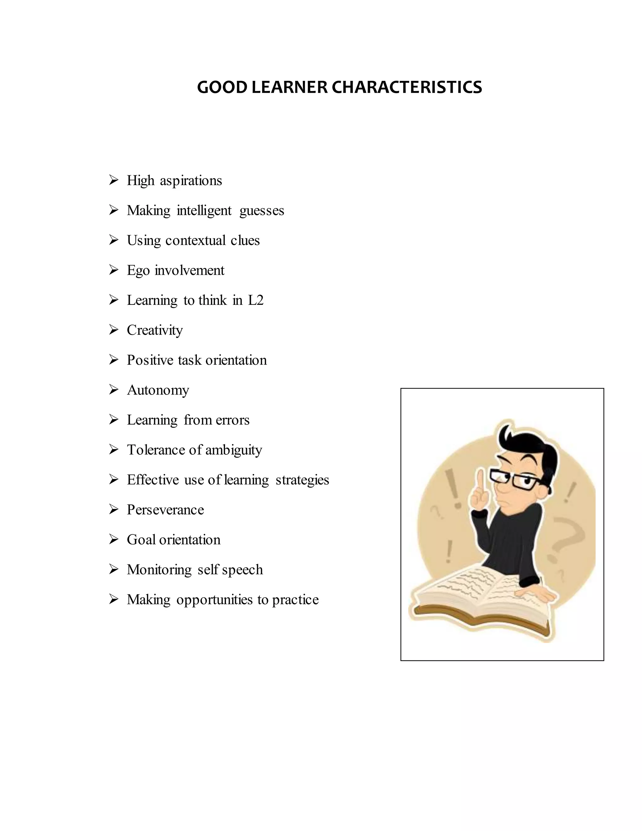 Good learner characteristics | DOCX