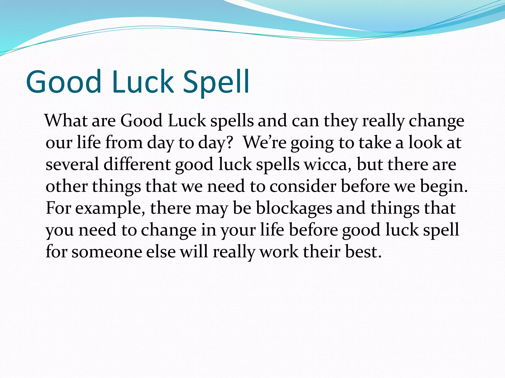 Good luck spell for someone else | PDF