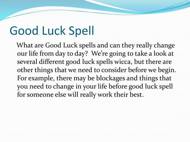 Good luck spell for someone else | PDF