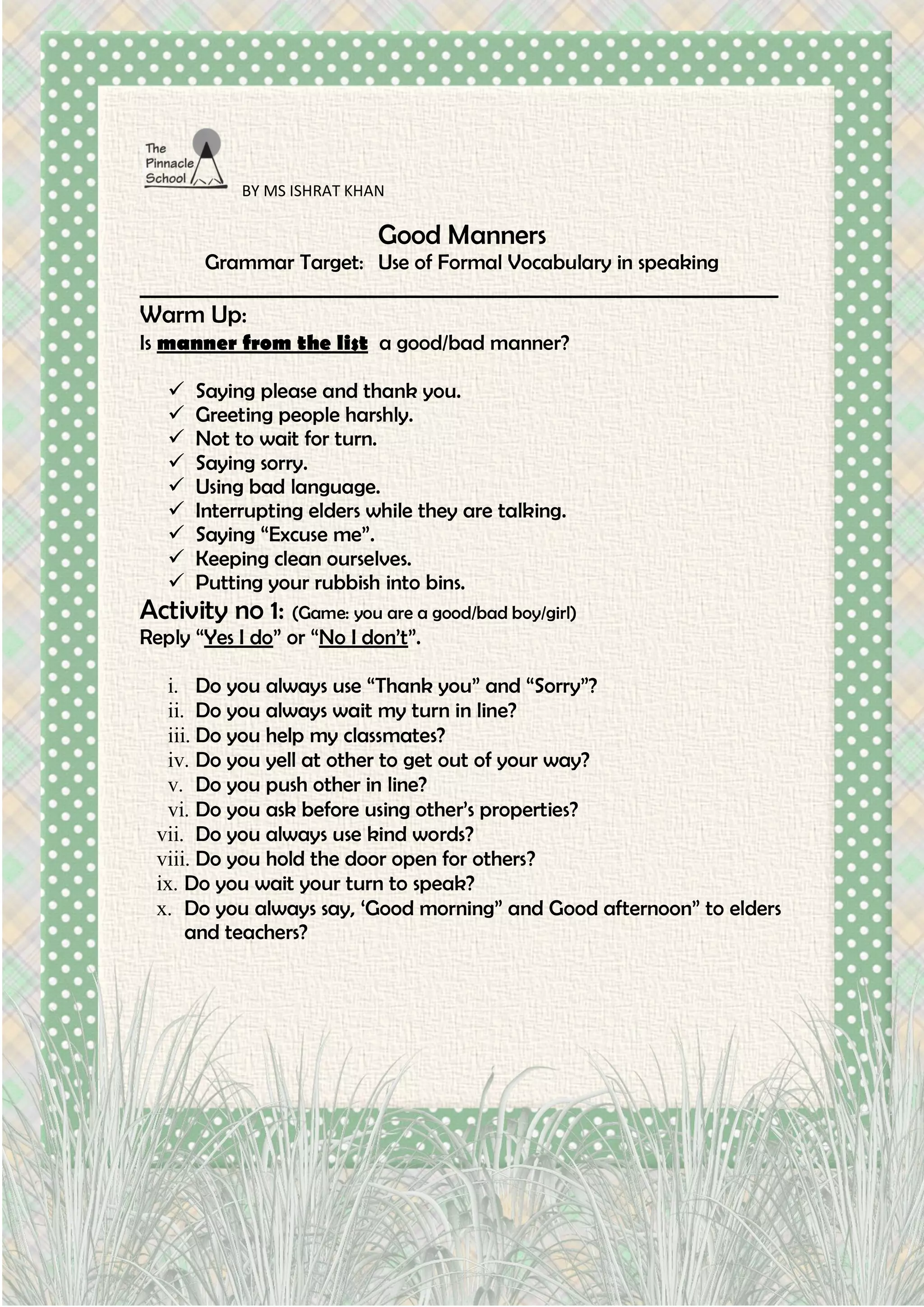 Good manners | PDF