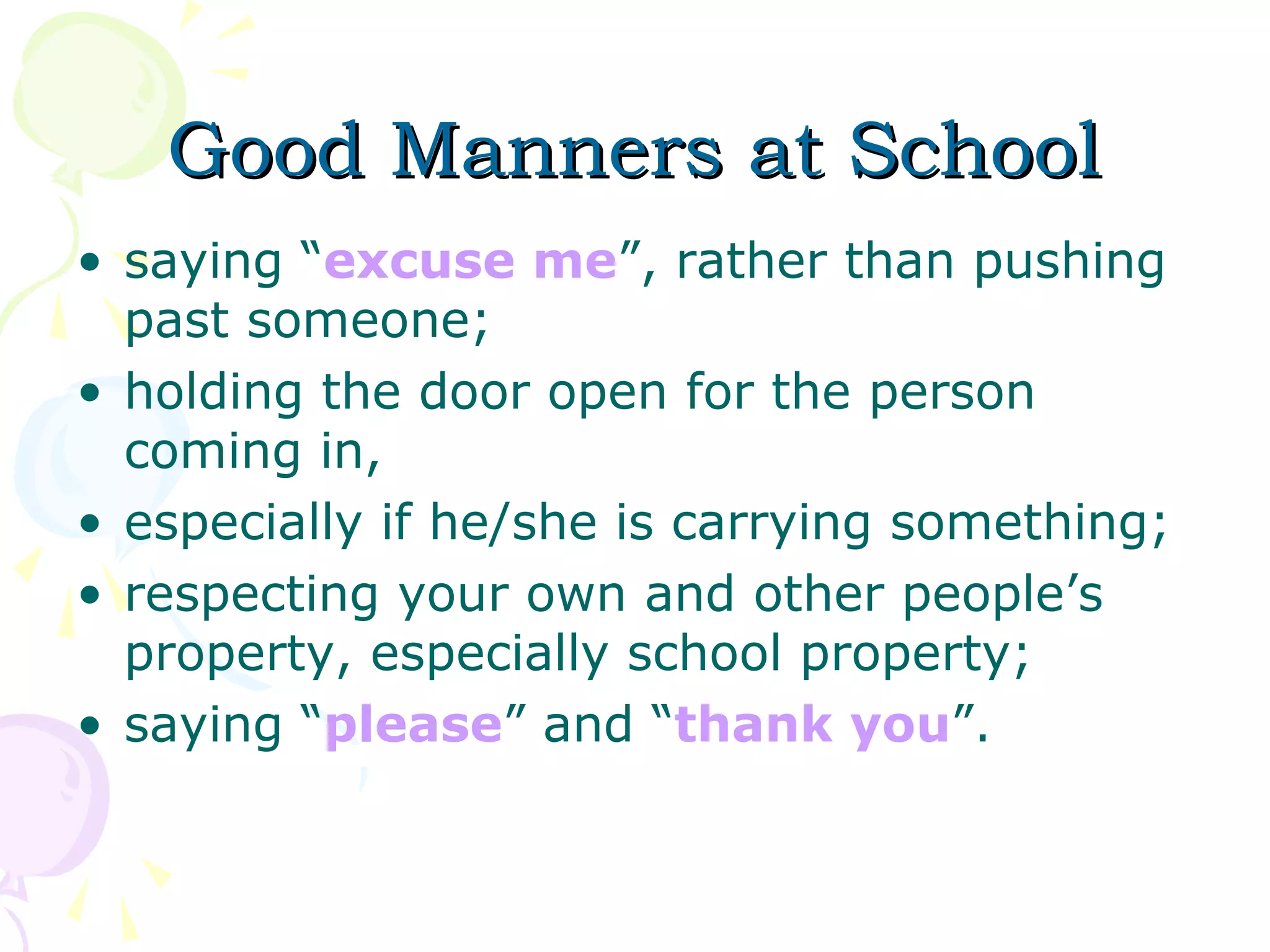 Good manners at school | PPT