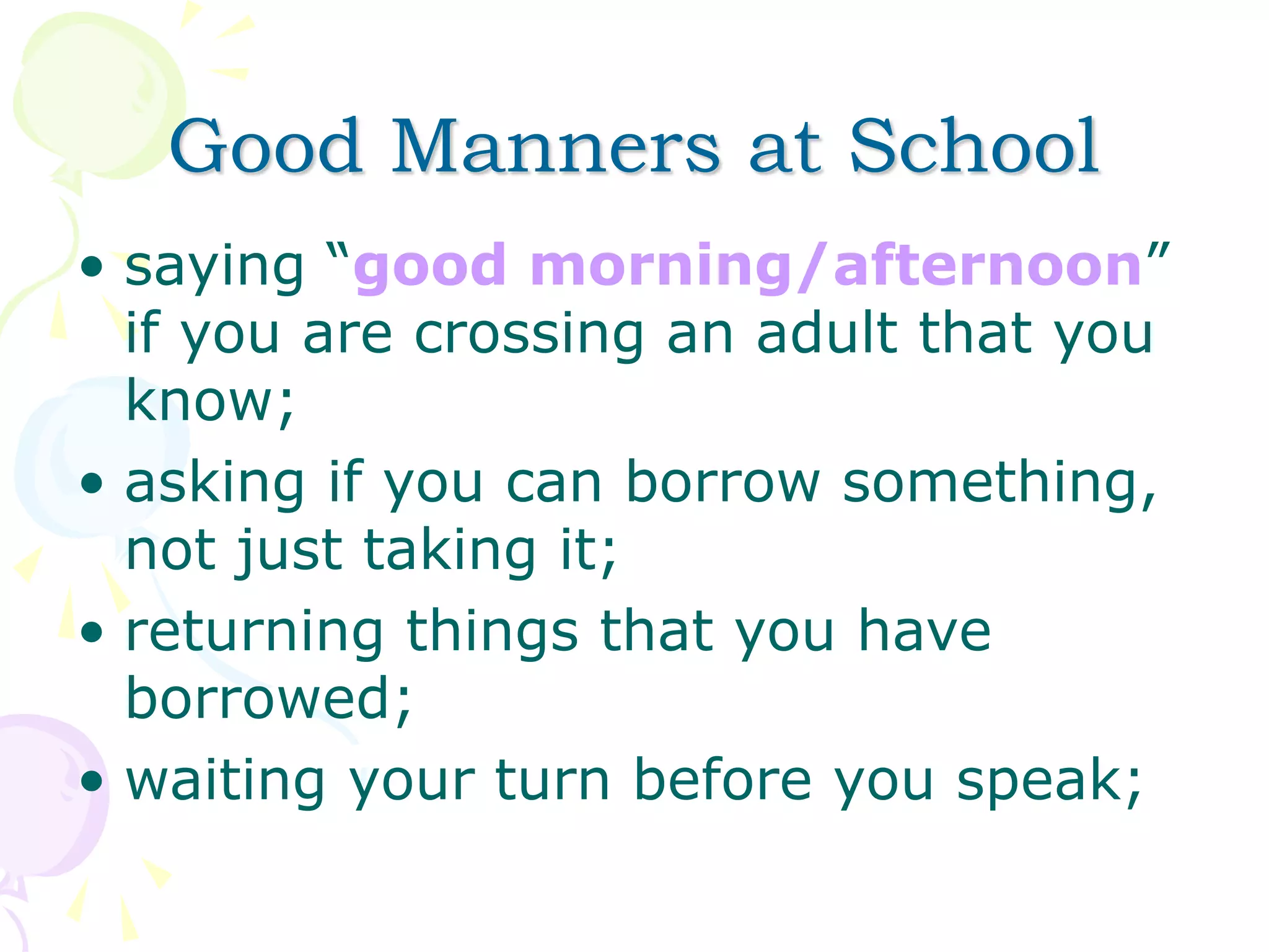 Good Manners at School.ppt