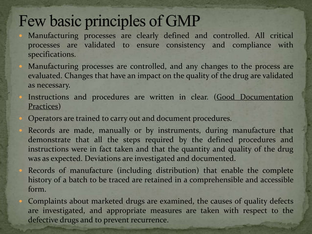 Good manufacturing practice pdf | PPTX | Manufacturing Industry ...