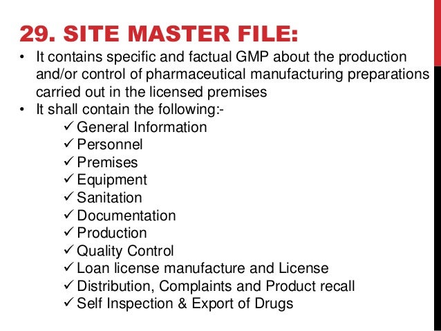 Who Gmp Site Master File - engineershara
