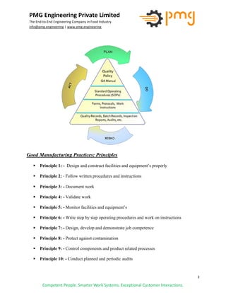 Good Manufacturing Practices - Objective and Need, Principles, Implementation | PDF