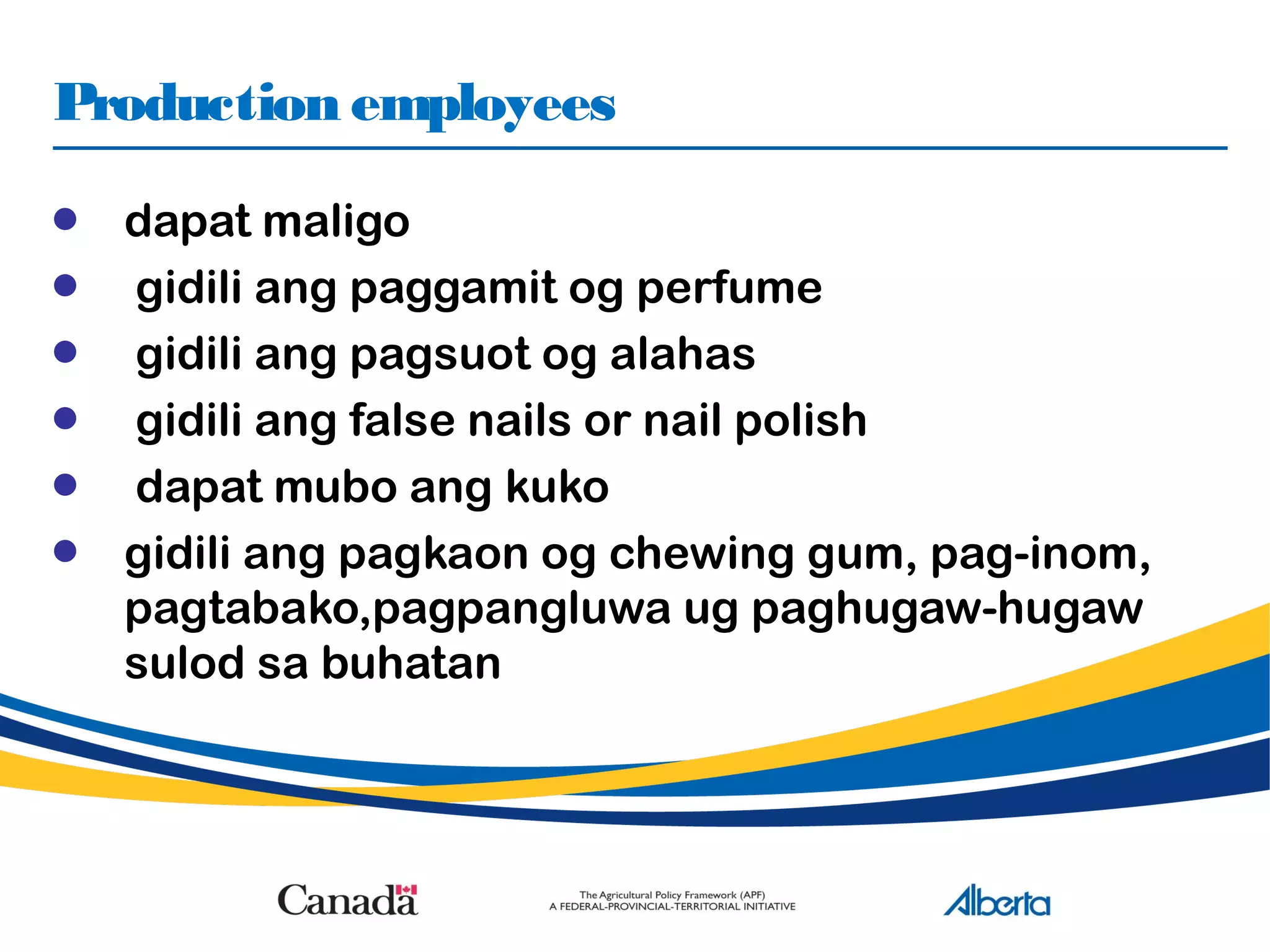 Good manufacturing practices bisaya english | PPT