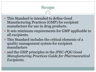 Good manufacturing practices (gmp) for pharmaceutical excipients | PPTX