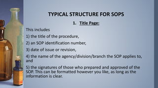 Good manufacturing practices & standard operating procedure | PPT