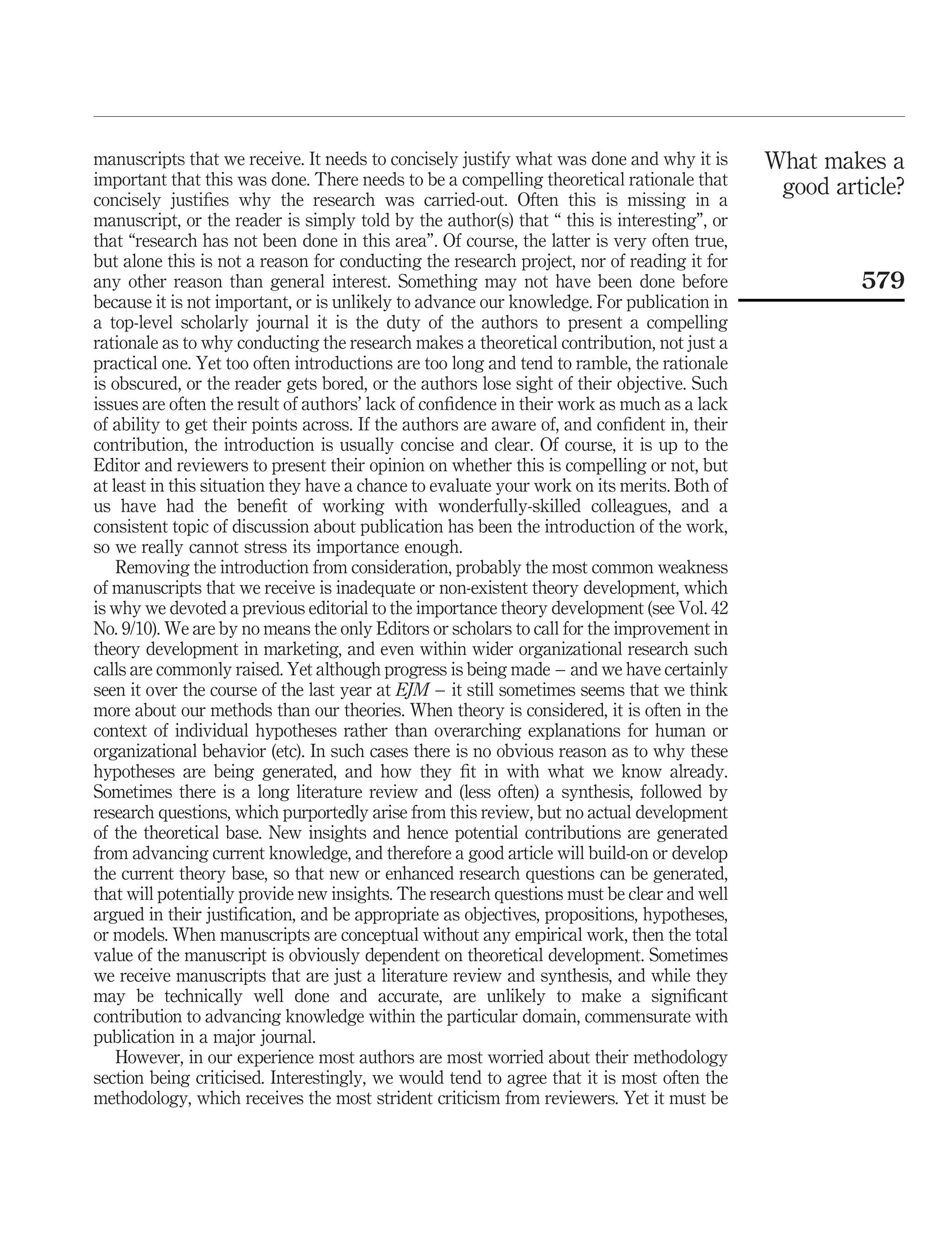 What makes a good article? Generating an insightful manuscript | PDF