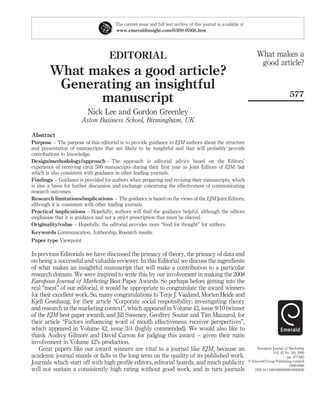 What makes a good article? Generating an insightful manuscript | PDF