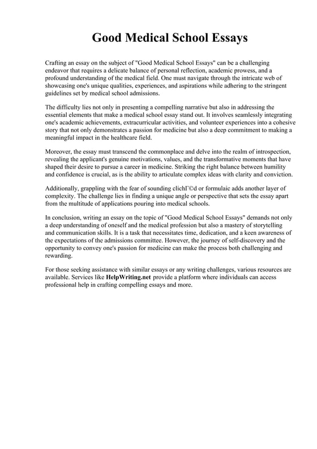 Good Medical School Essays.pdf | Education