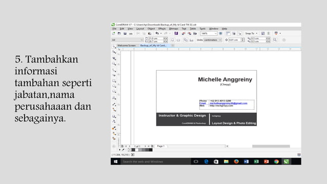 Tutorial membuat kartu nama dengan CorelDRAW | PPTX