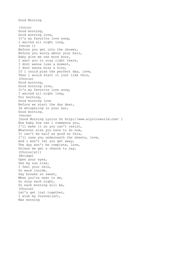 Good morning john legend | PDF