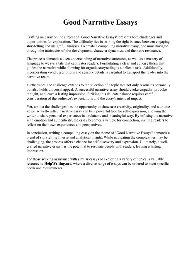 Good Narrative Essays.pdf | Screenwriting | Content Production