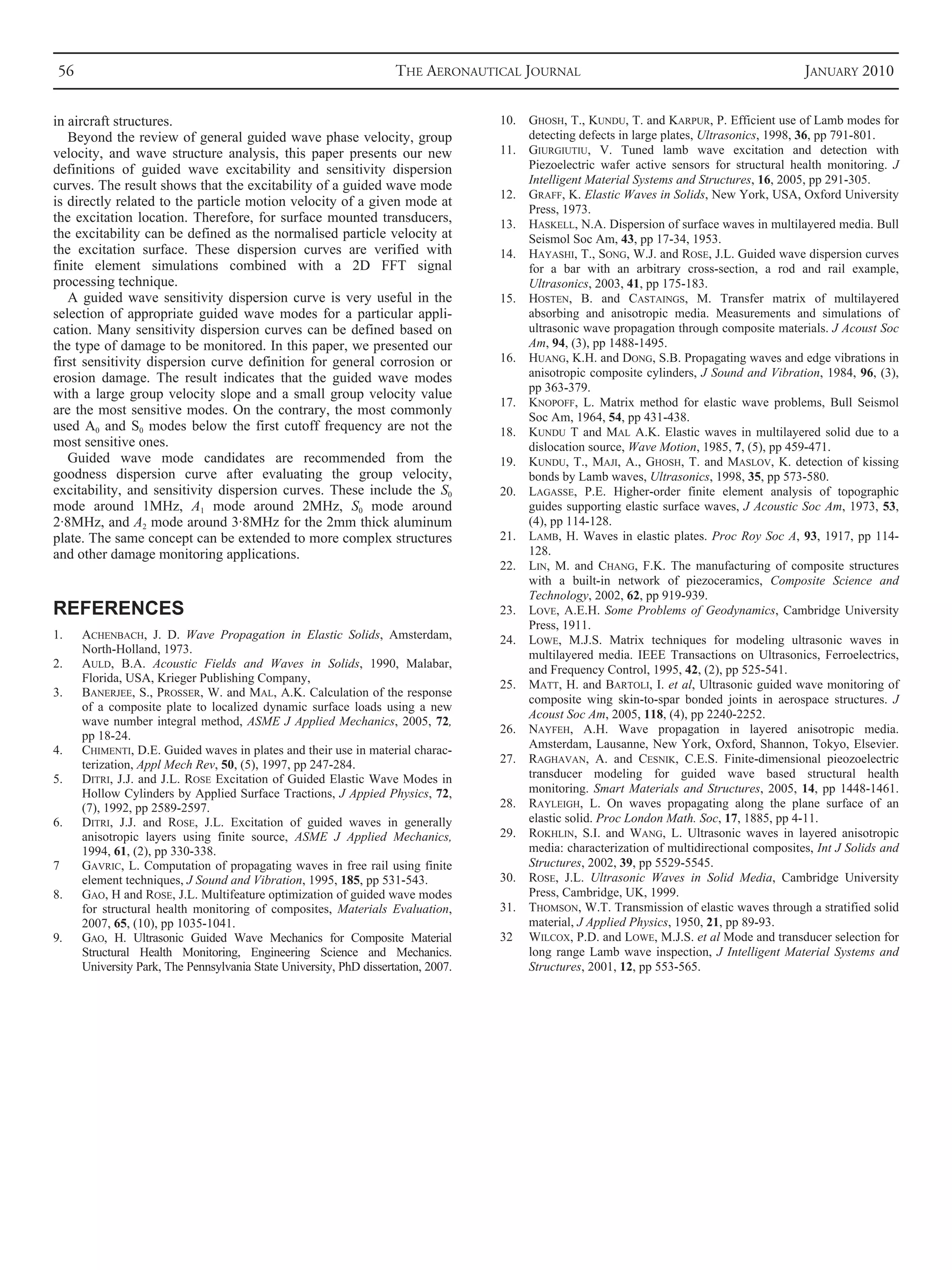 Goodness Dispersion Curves for Ultrasonic Guided Wave based SHM | PDF