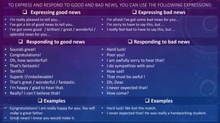 Responding to good and bad news | PPTX