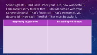 Responding to good and bad news | PPTX