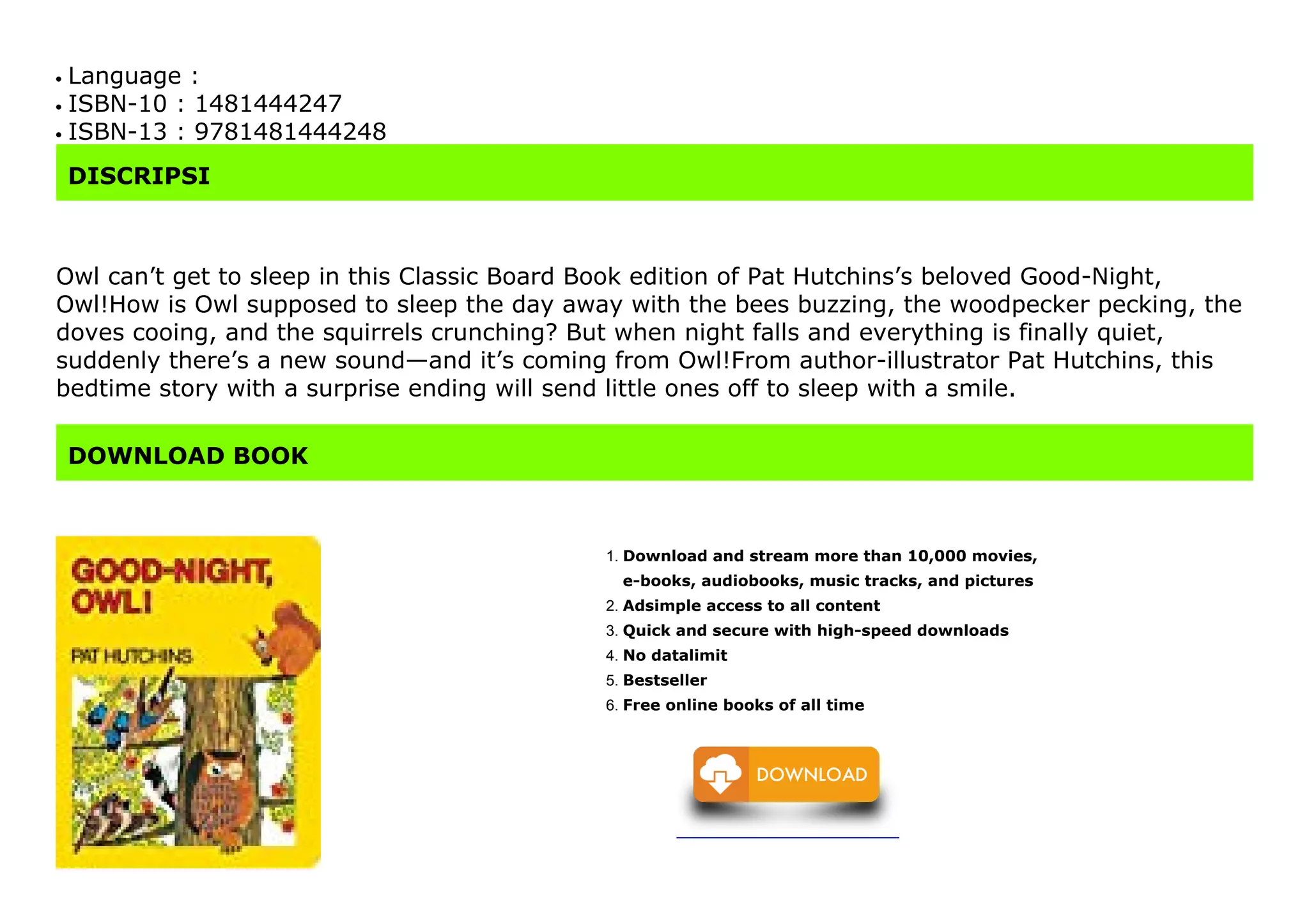 [Doc] Good-Night, Owl! | PDF