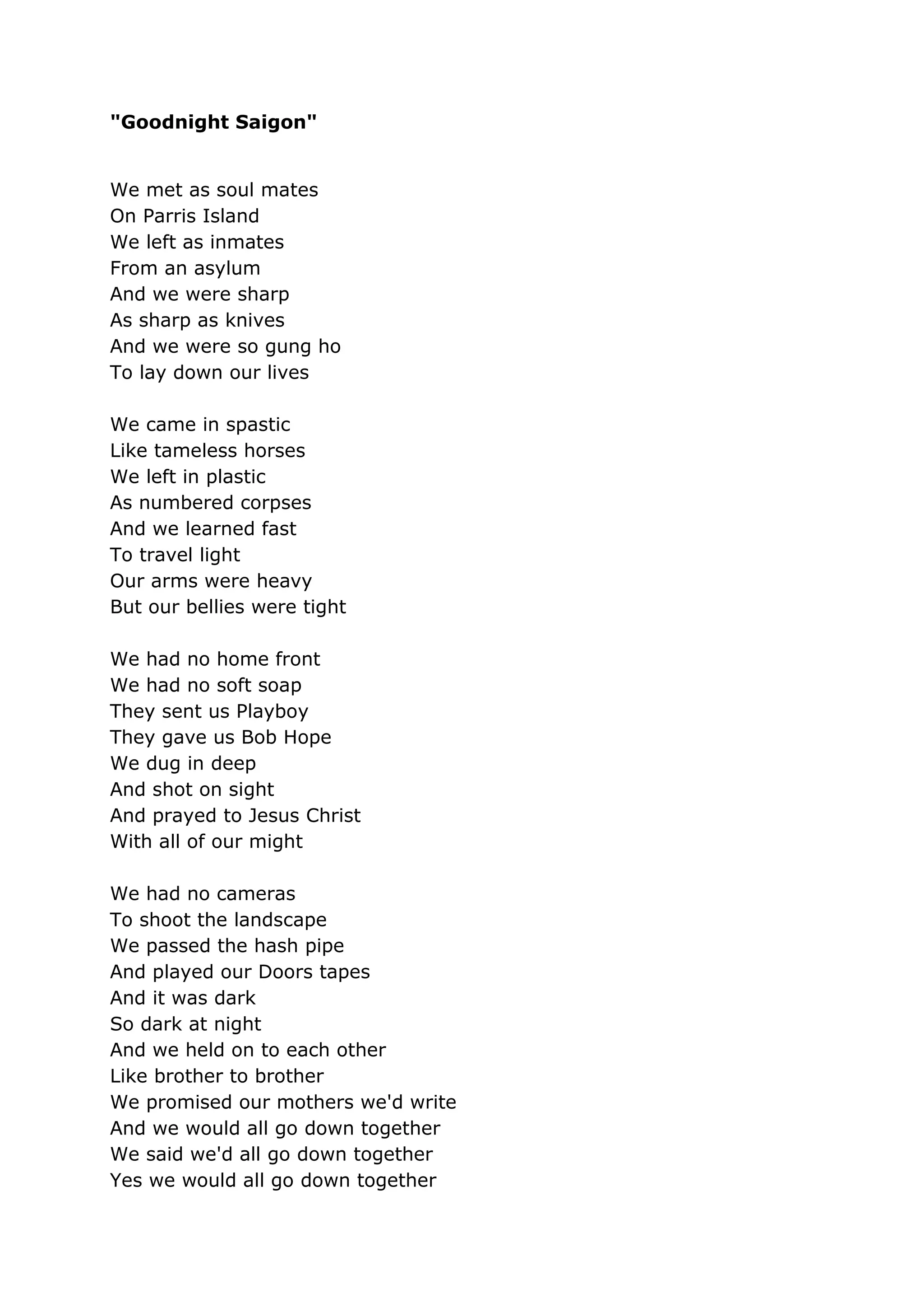 Goodnight saigon - Billy Joel | PDF