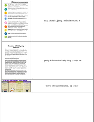 Good Opening Sentences For College Essays | PDF