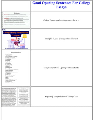 Good Opening Sentences For College Essays | PDF