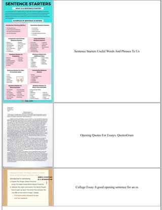 Good Opening Sentences For College Essays | PDF