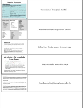 Good Opening Sentences For College Essays | PDF