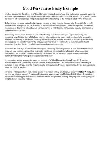 Good Persuasive Essay Example | PDF
