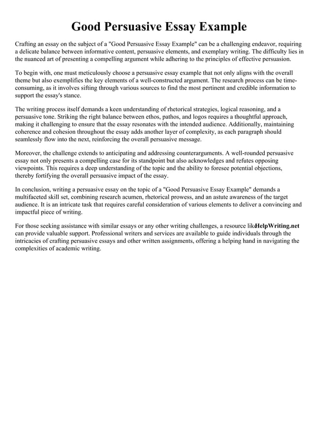 Good Persuasive Essay Example | PDF