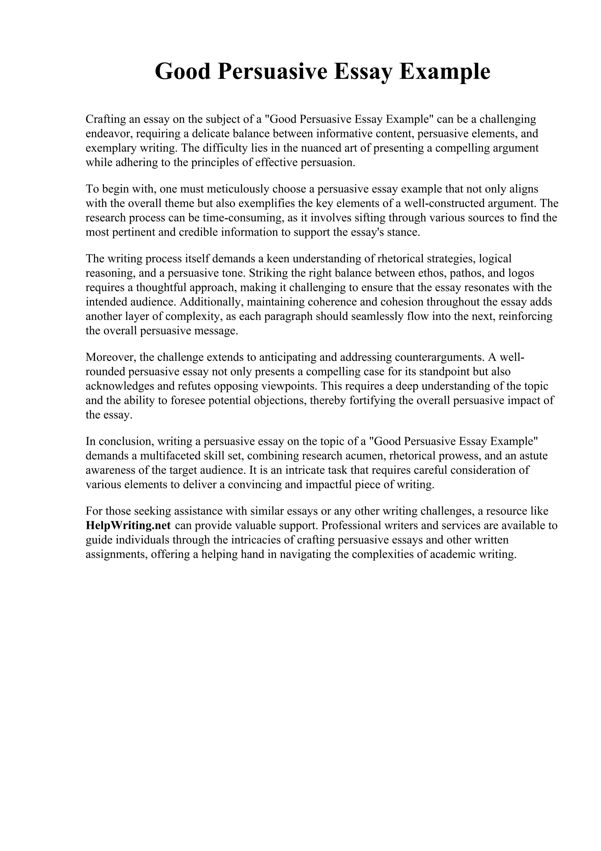 Good Persuasive Essay Example | PDF | Education