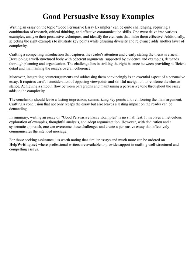 Good Persuasive Essay Examples | PDF