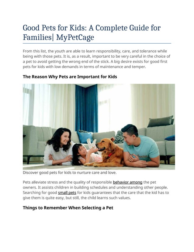 Good Pets for Kids |mypetcage.com 1.docx