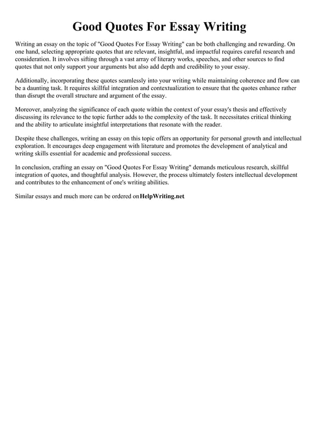 Good Quotes For Essay Writing | PDF | Books and Literature