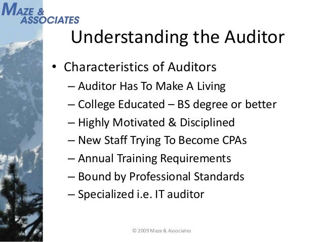 Maintaining a Good Relationship with Your Auditor 2009