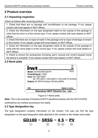 Goodrive100 pv series solar pumping inverters v1.6 | PDF