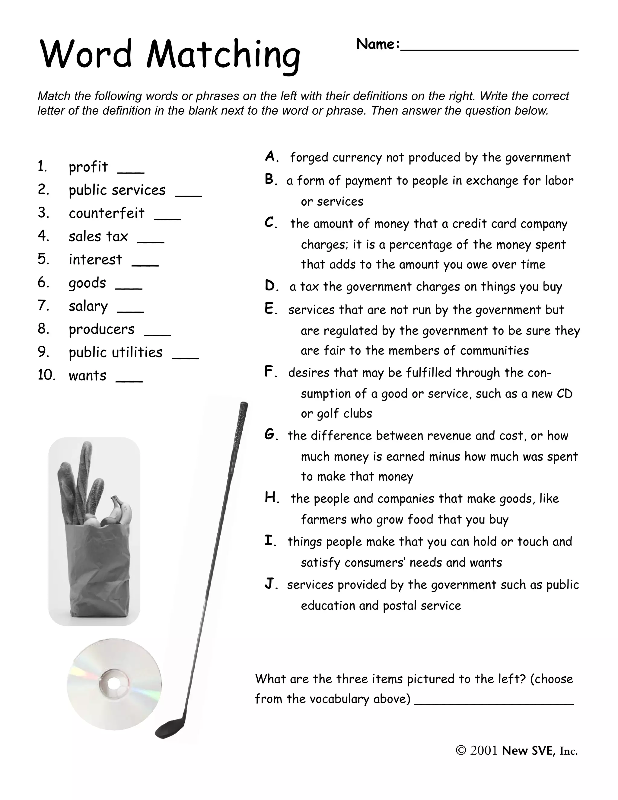 Goodsandservices matching-worksheet | PDF