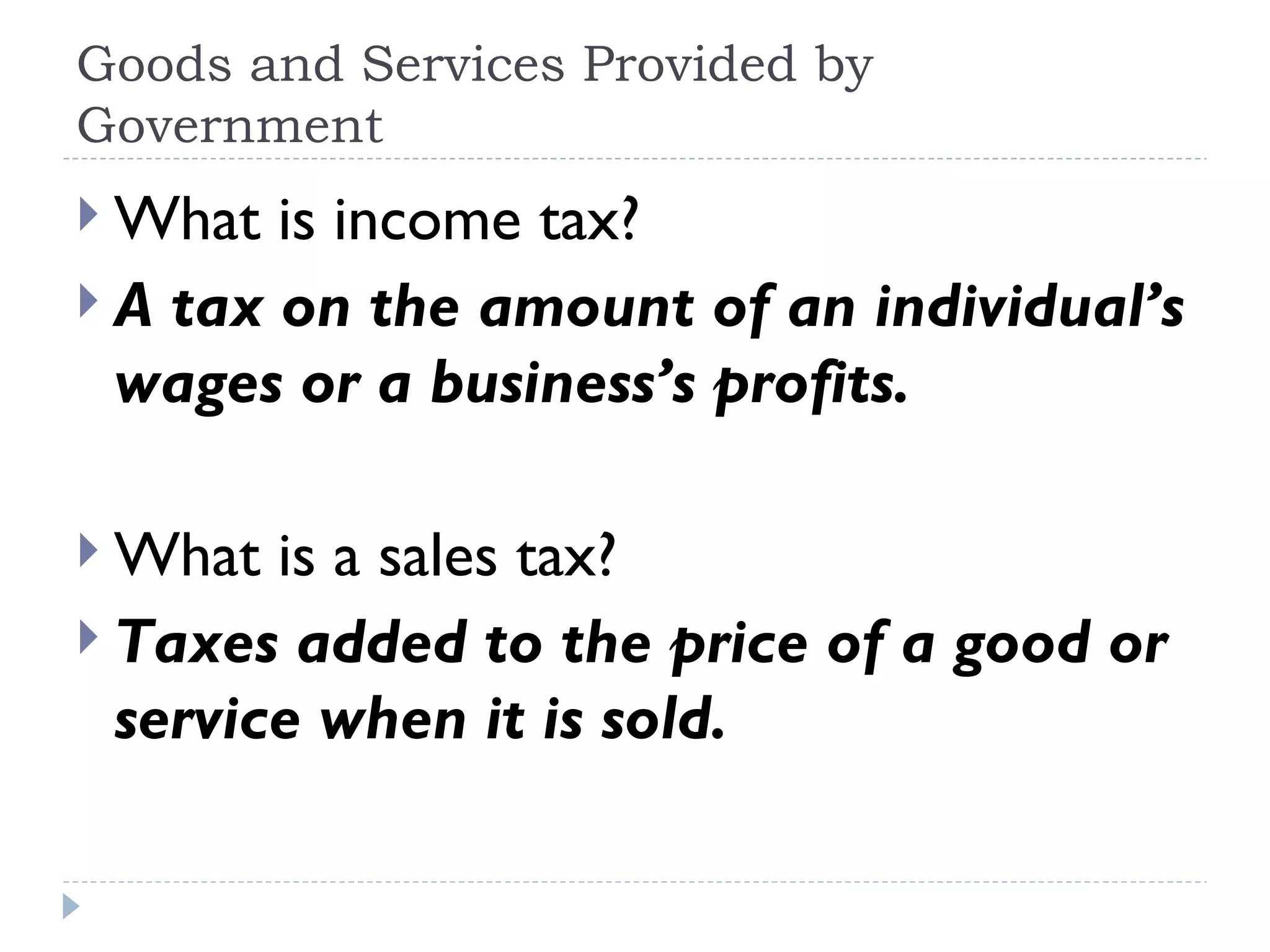 Goods and services provided by government | PPT