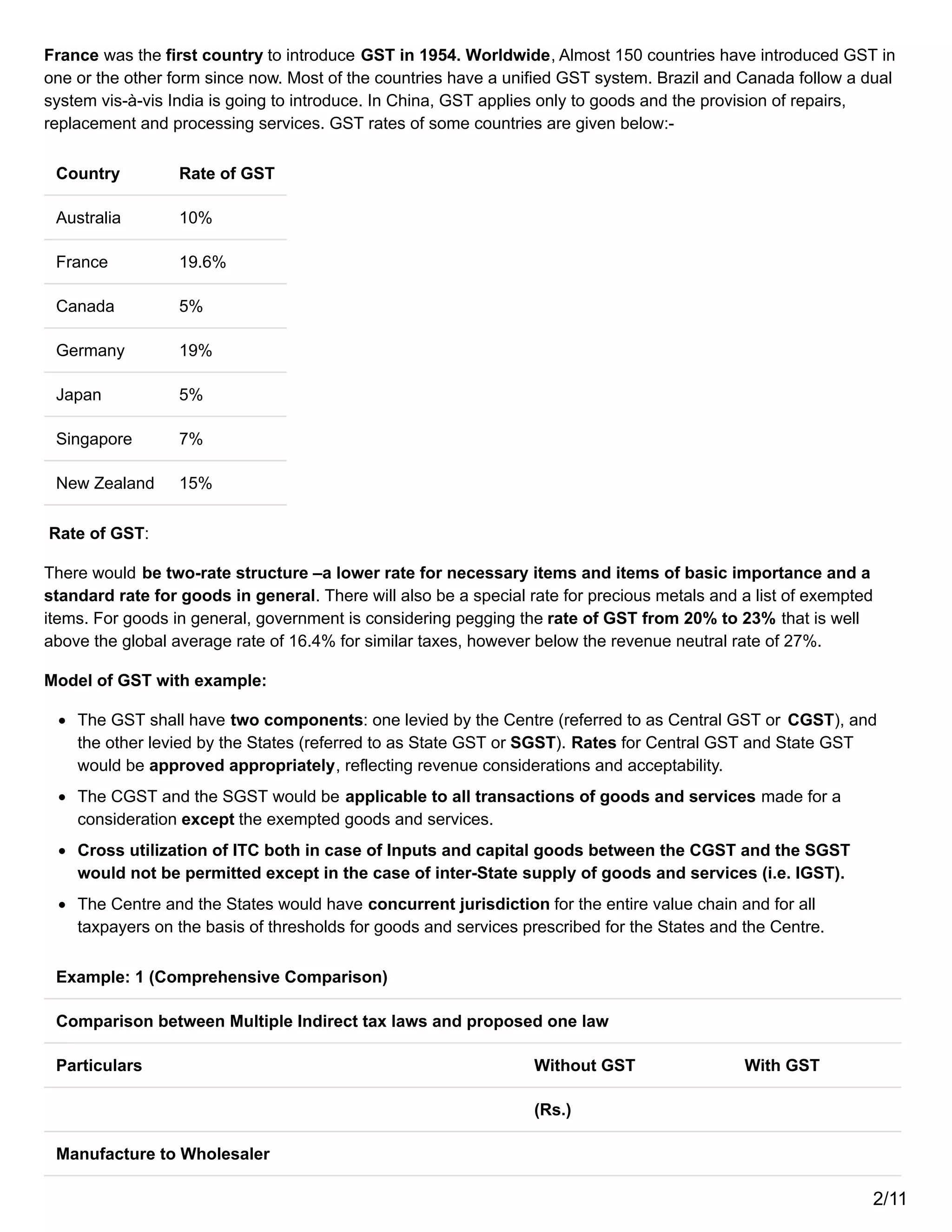 Goods and service tax - GST- A detailed explanation with examples | PDF