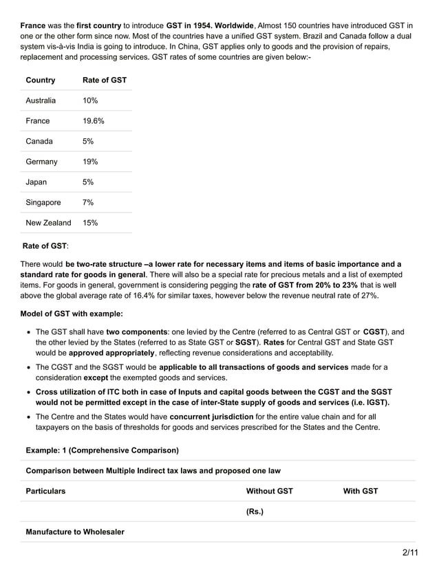 Goods and service tax - GST- A detailed explanation with examples | PDF