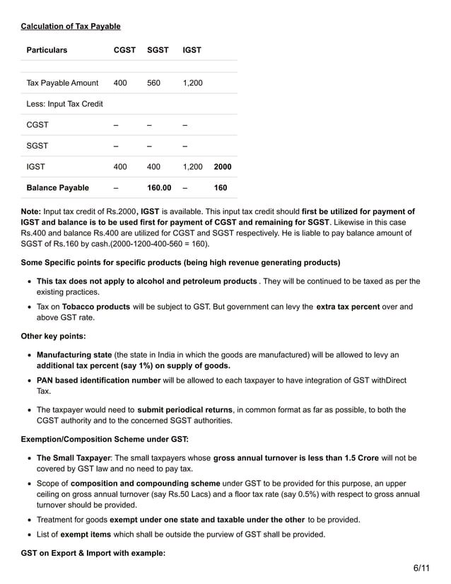 Goods and service tax - GST- A detailed explanation with examples | PDF