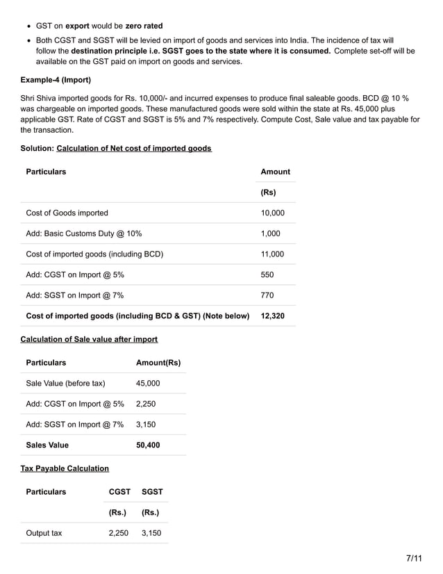 Goods and service tax - GST- A detailed explanation with examples | PDF