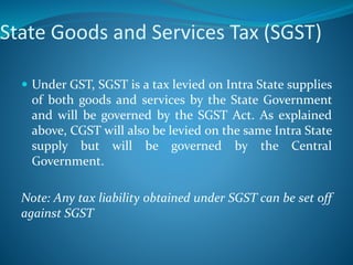 Goods and service tax concept of cgst, sgst and igst by dr. soheli ...
