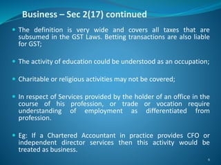 Goods and Service Tax - Relevant Definitions | PPTX