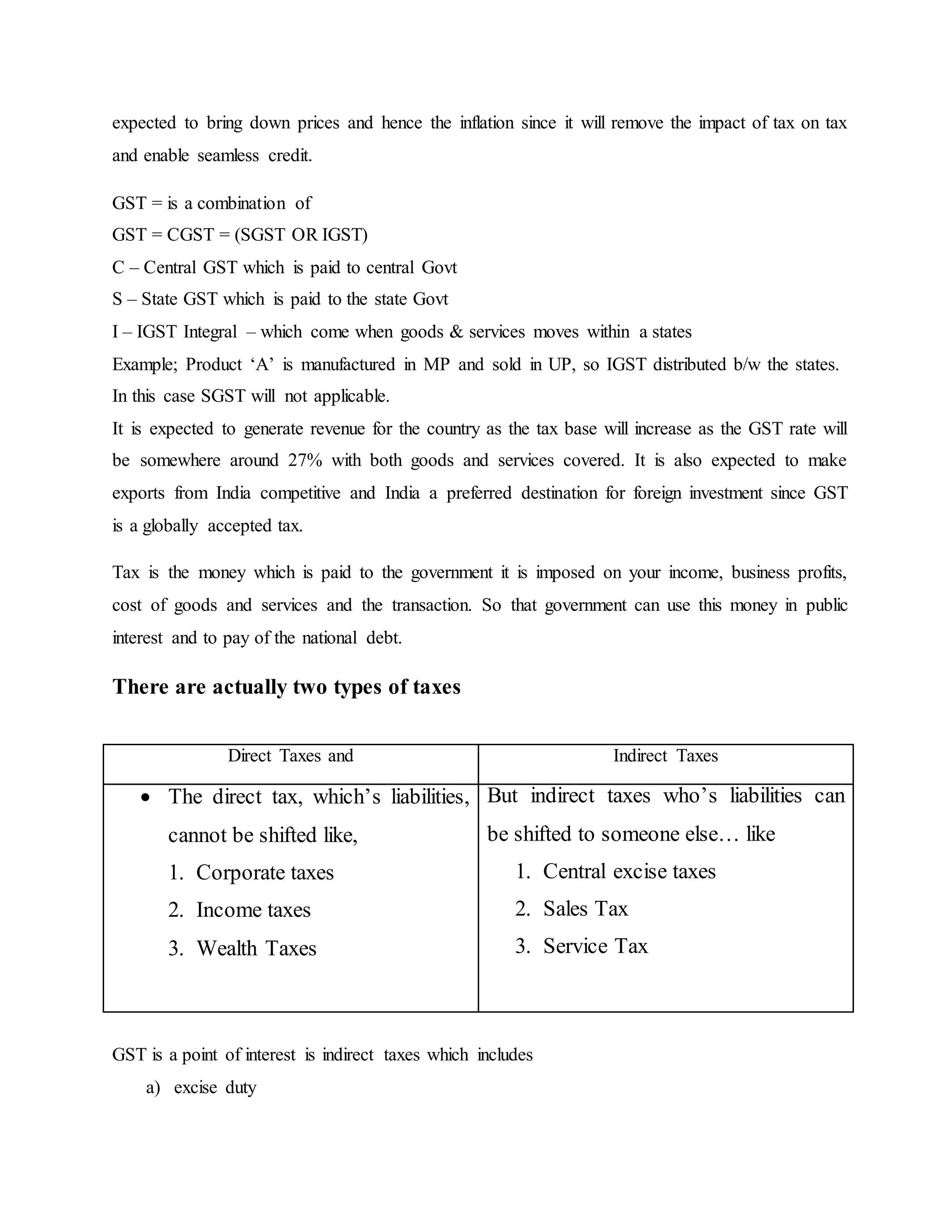 [GST] Goods and service taxes In India | DOCX